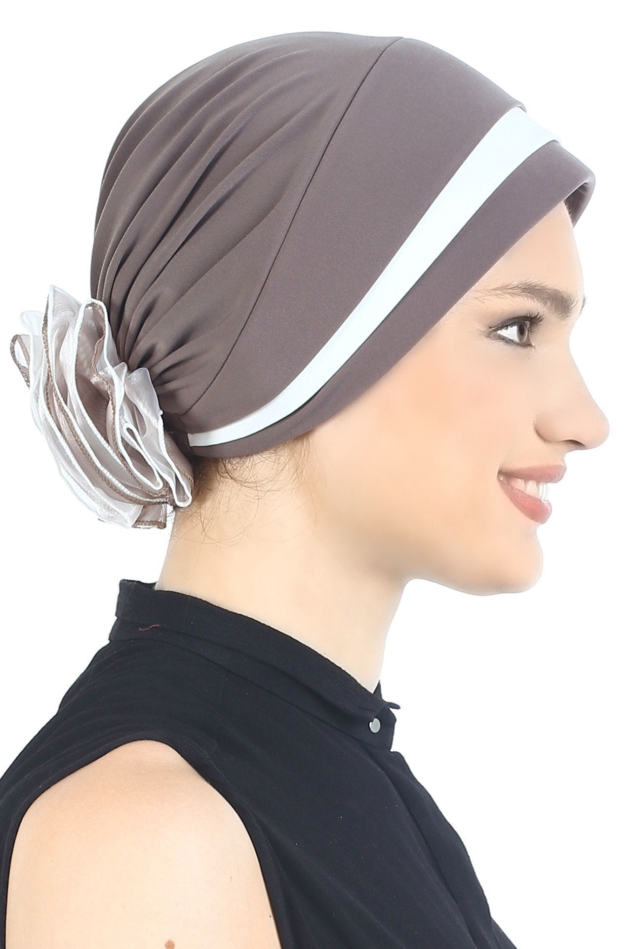 Padded and Folded Front Hat with Chiffon Flower - Deresina – Deresina ...