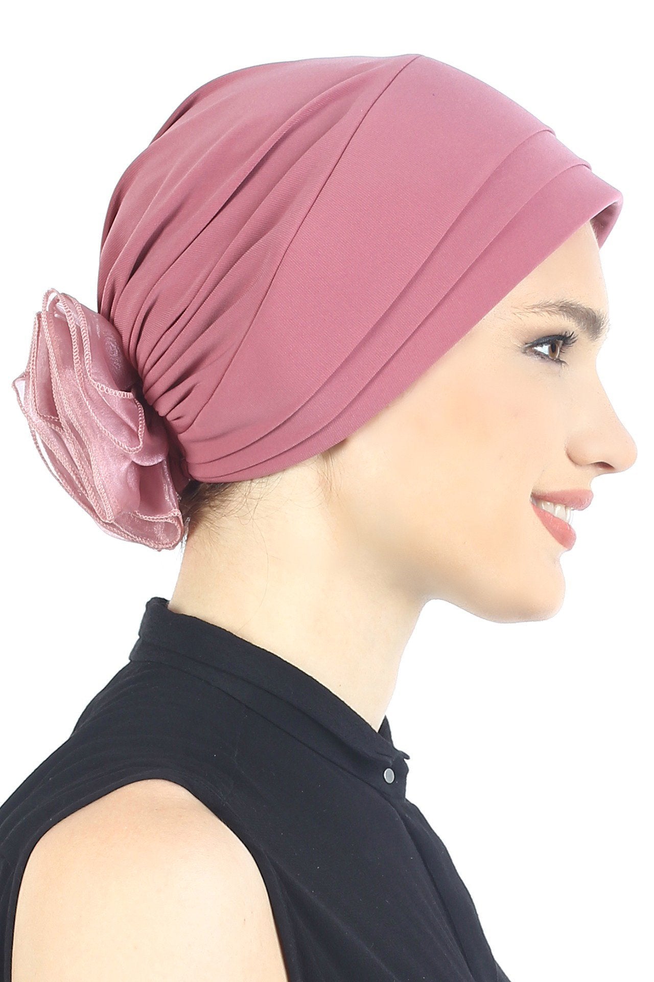 Padded and Folded Front Hat with Chiffon Flower - Deresina – Deresina ...